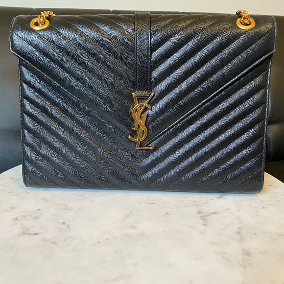Yves Saint Laurent | Bags | Ysl Large Envelope Chain Bag In Black ...